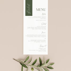 Printable Wedding Menu Place Card Combo, Personalized Menu Template ...