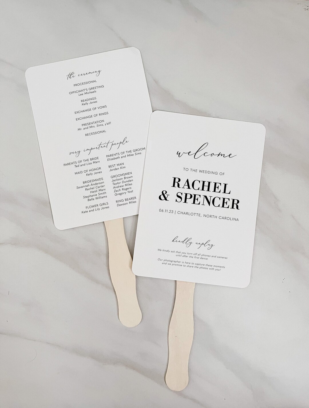 Modern Wedding Fan Program Template, Printable Unplugged Ceremony ...