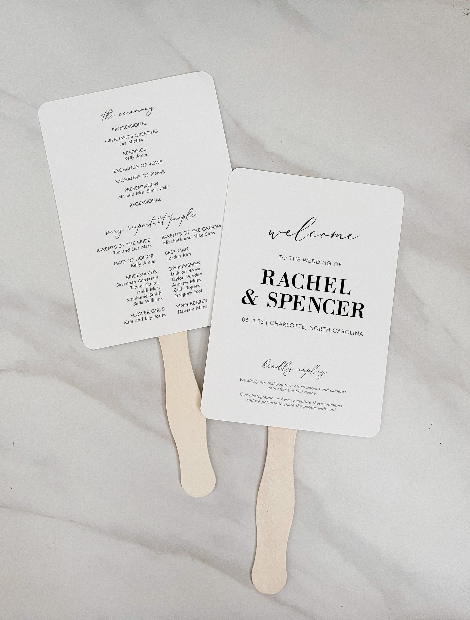 Modern Wedding Fan Program Template Printable Unplugged - Etsy