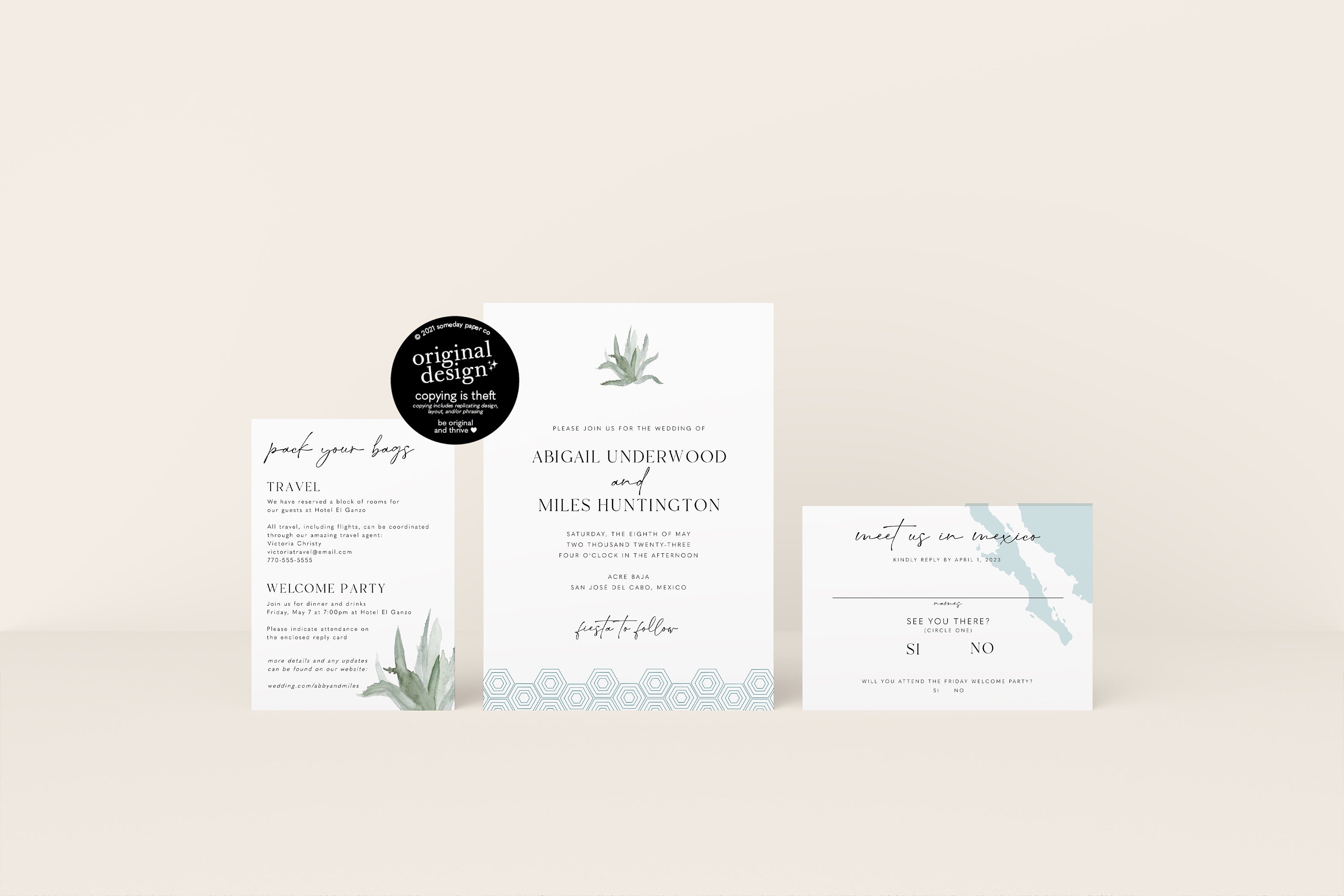 Agave Place Card Template Printable Tropical Destination | Etsy