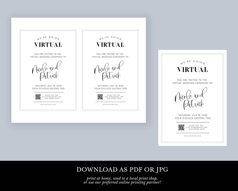 Virtual Wedding Invitation Template Live Stream Wedding | Etsy Virtual Wedding Invitation Template Live Stream Wedding | Etsy