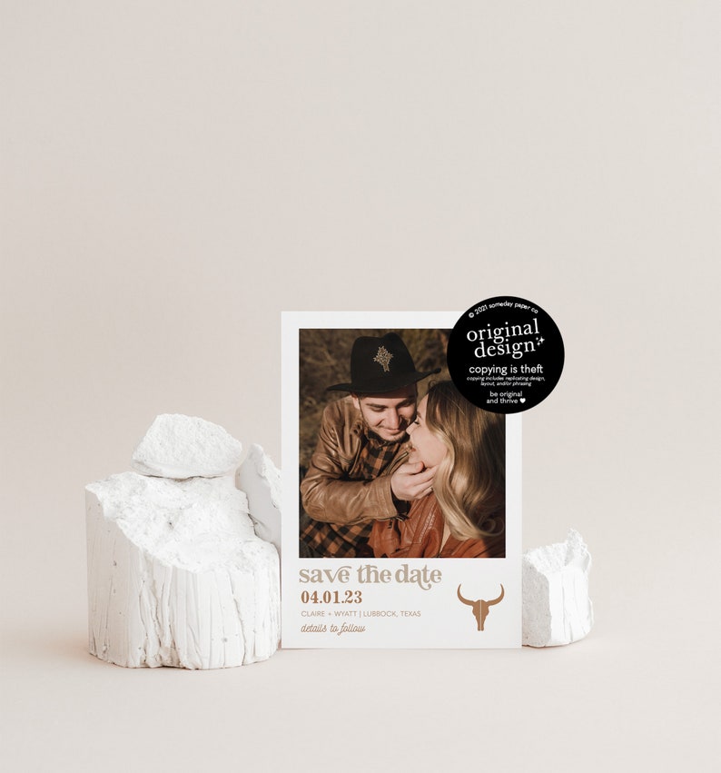 Western Save the Date Template, Printable Longhorn Save Our Date, Boho ...