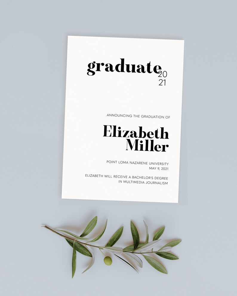 Minimalist Graduation Announcement Template Editable - Etsy