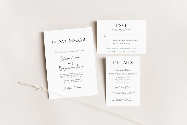 Minimalist Wedding Program Template Printable Modern Black | Etsy