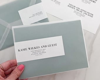 Diy Address Label Template, 8x2 Inch Wrap Around Envelope Sticker for Modern Wedding Invitations ...