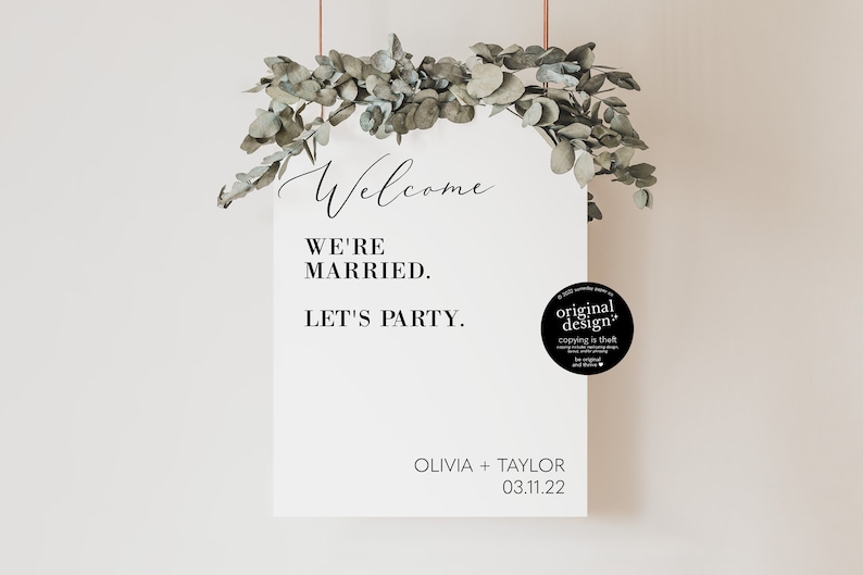 Wedding Welcome Sign Template, We're Married Let's Party, Funny ...