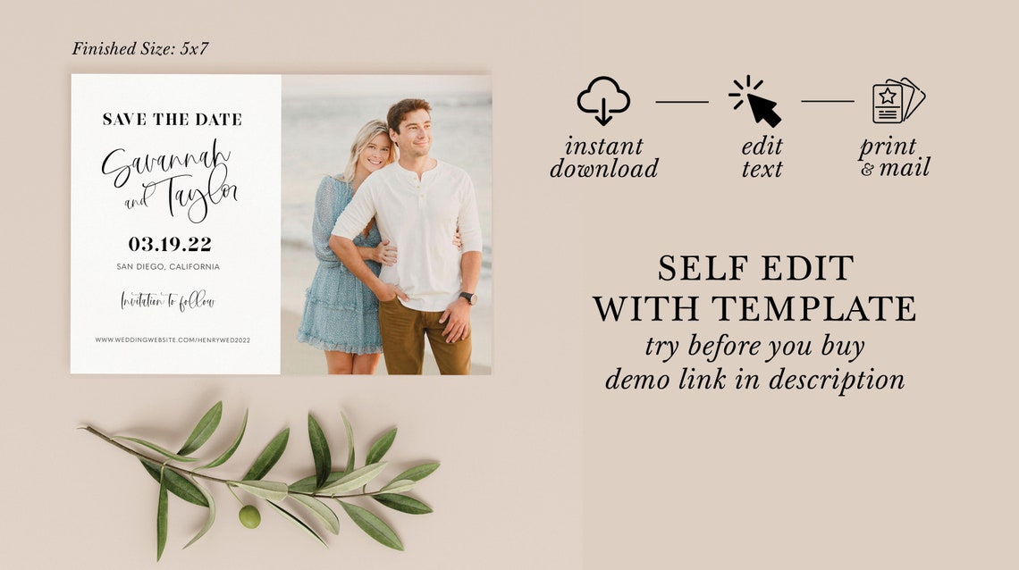 Modern Save the Date Template Simple Boho Save Our Date | Etsy