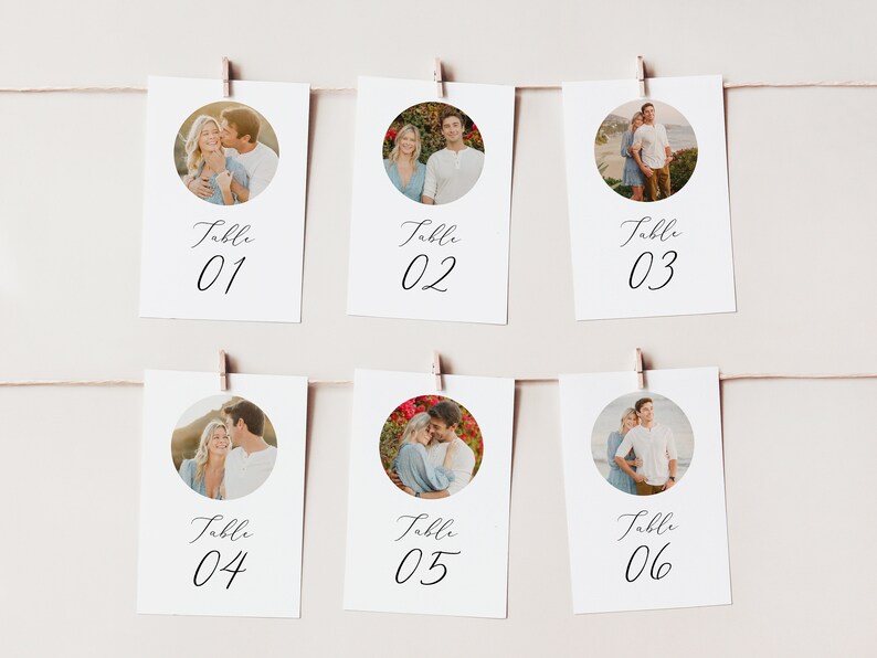 Editable Wedding Table Numbers Printable Circle Photo Table - Etsy