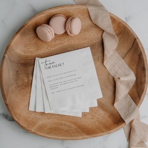 Wedding Trivia Napkin Template, Personalized True or False Cocktail ...