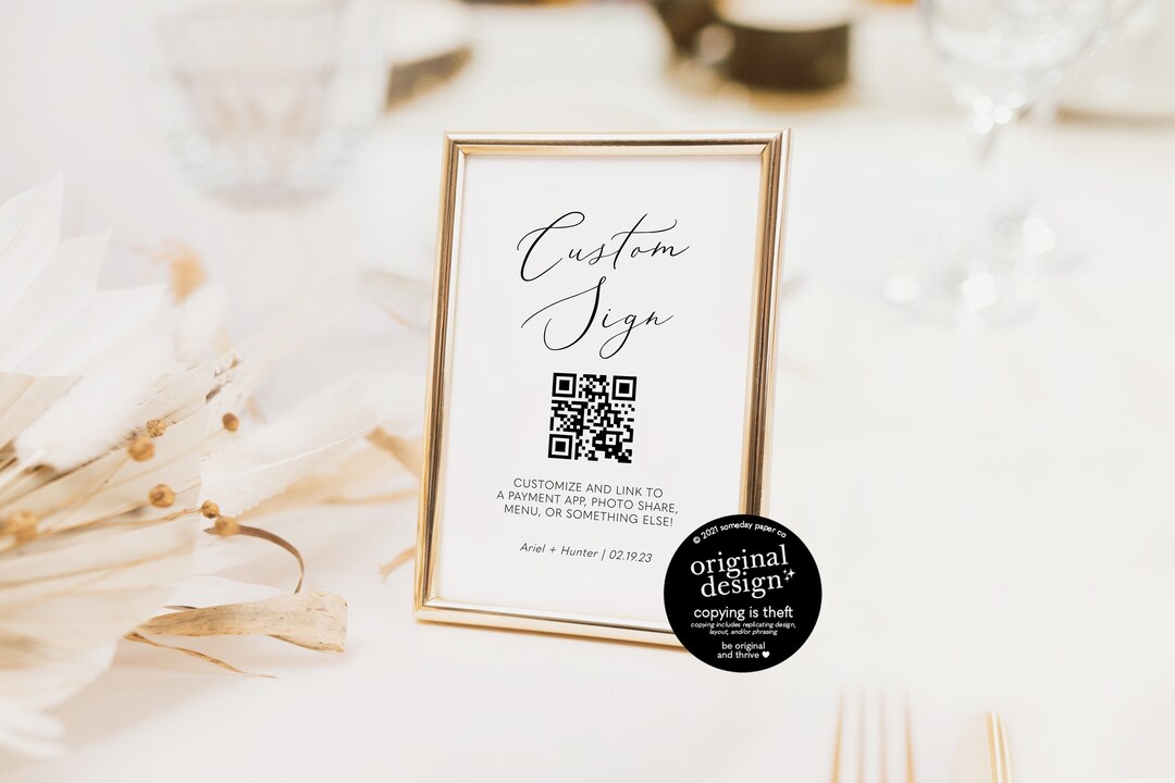 QR Code Wedding Sign Template, Printable Custom 8x10 Sign, Scan for ...