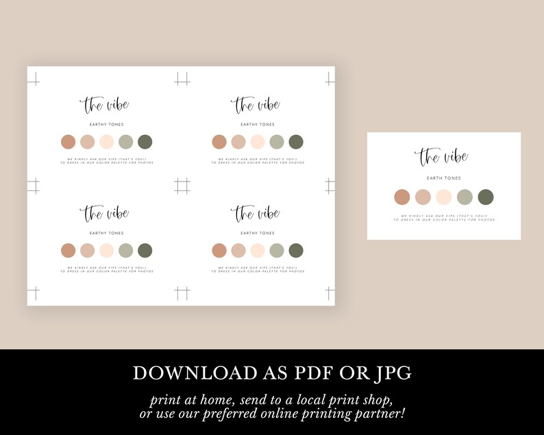 Editable Wedding Attire Card, Dress Code Color Palette Template ...