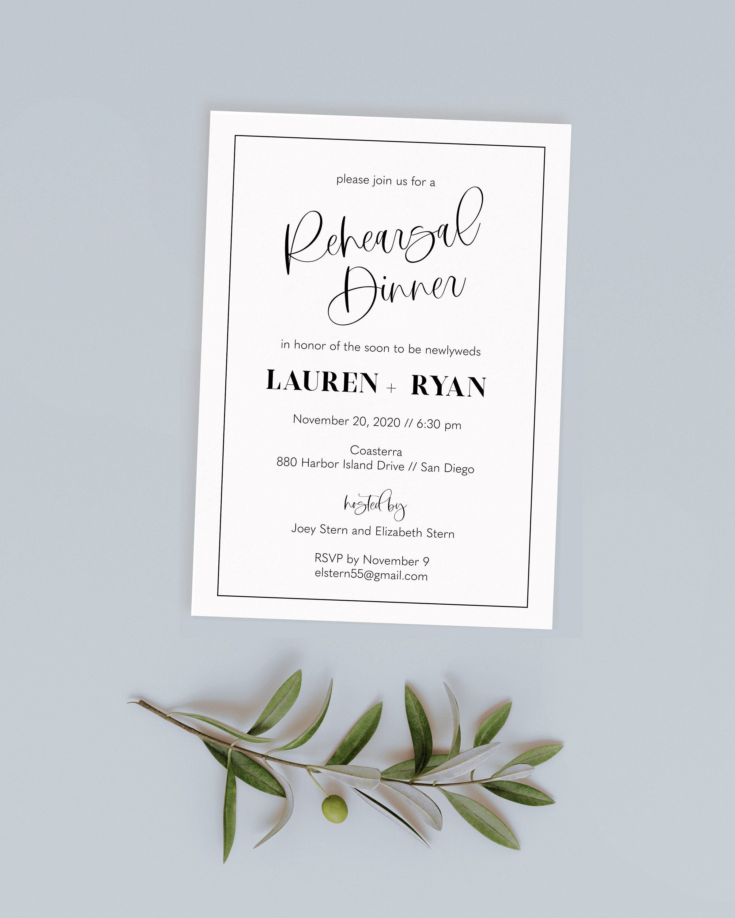 Printable Rehearsal Dinner Invitation Template Minimalist the - Etsy