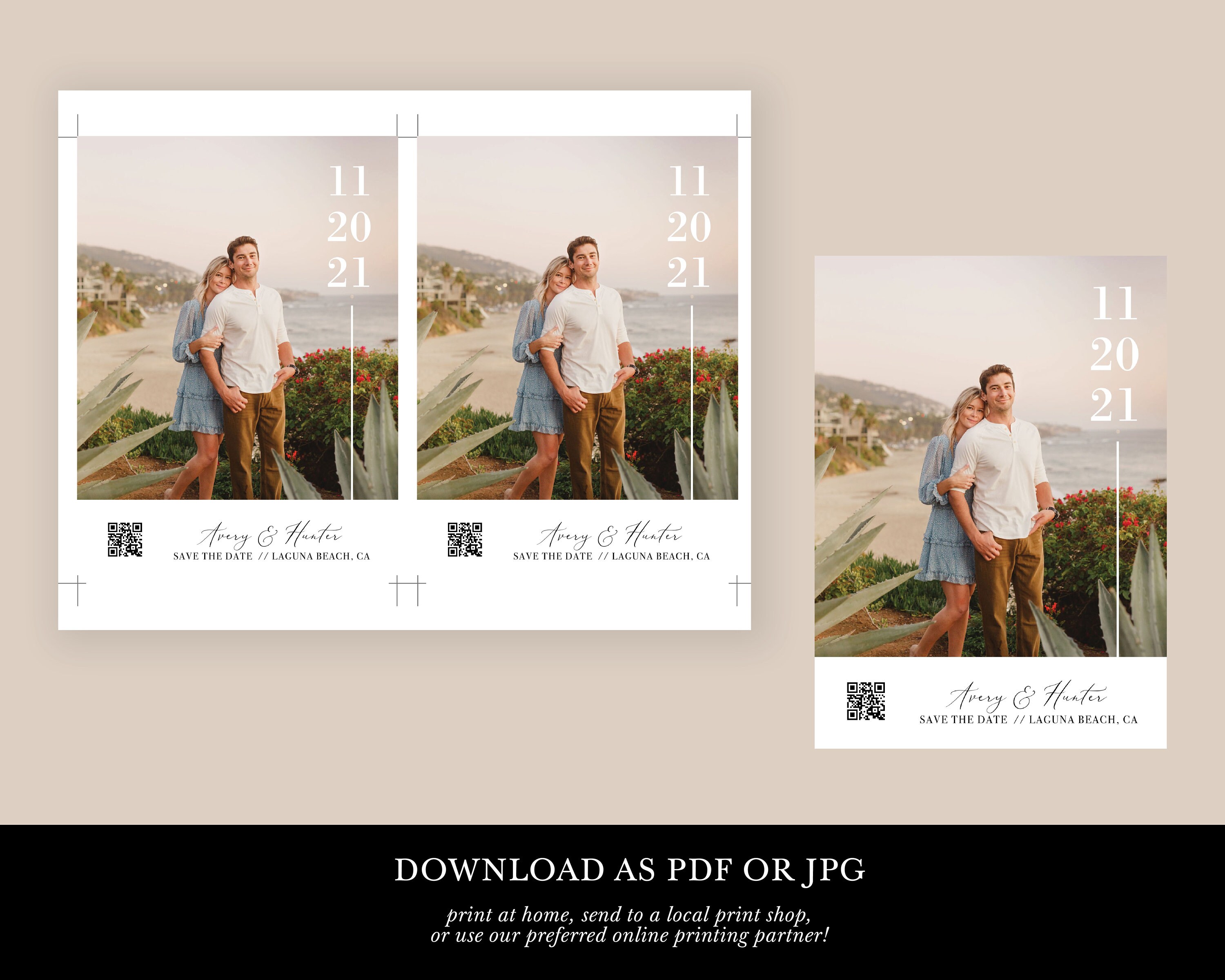 QR Code Save the Date, Digital Wedding Announcement, Printable Save the ...