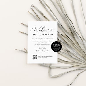 Wedding Welcome Card Template, QR Code Itinerary, Weekend Events, Scan ...