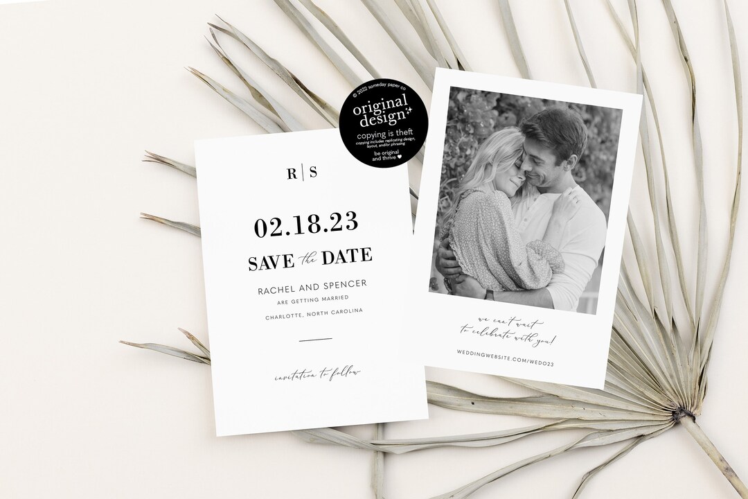 Minimalist Save the Date Template, Printable Modern Monogram Save the ...