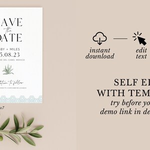 Mexico Save the Date Template, Printable Agave Save the Date Cards ...