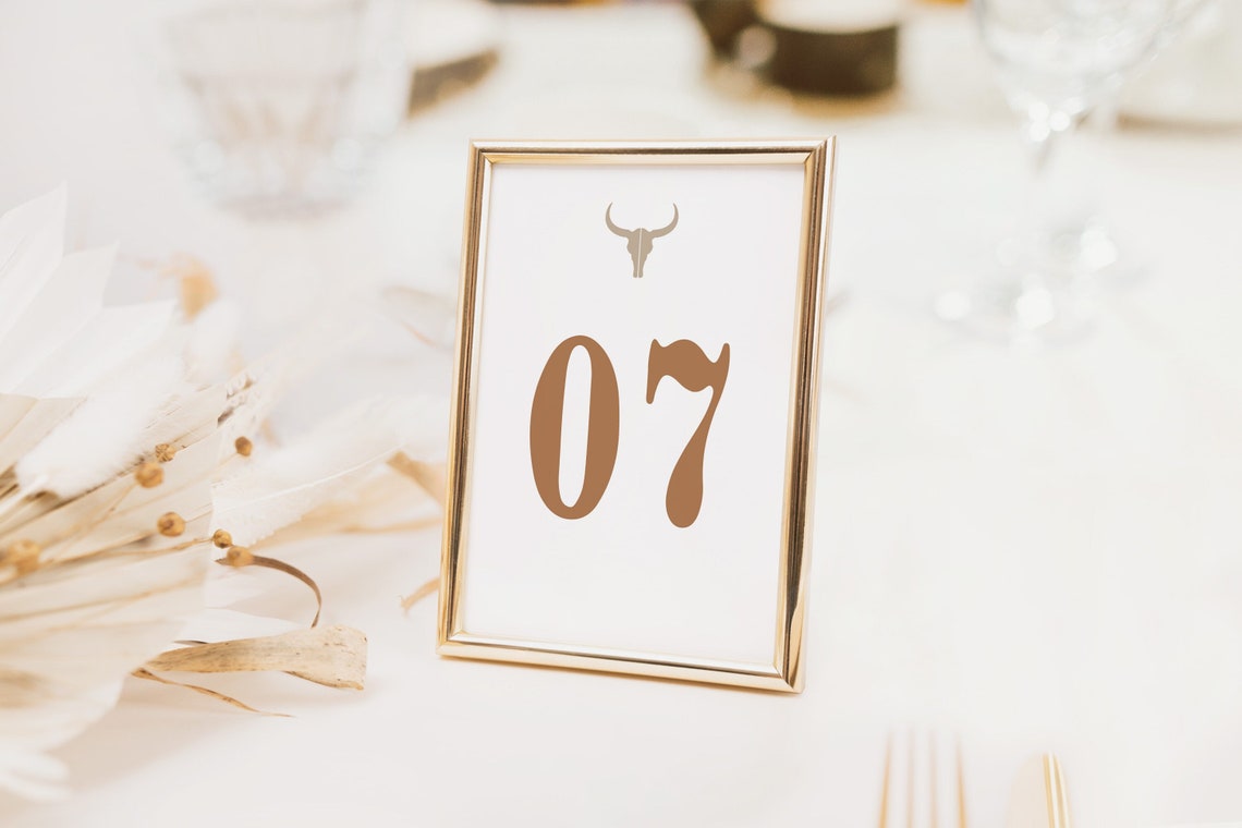 Printable Western Wedding Table Numbers Longhorn Table Number | Etsy