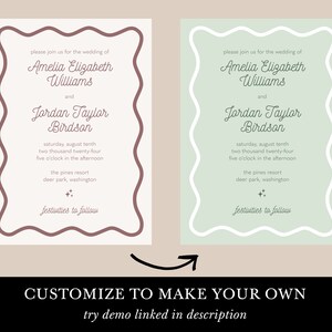 Wavy Pocket Wedding Invitation DIY Kit, Printable Modern Wave Invite ...