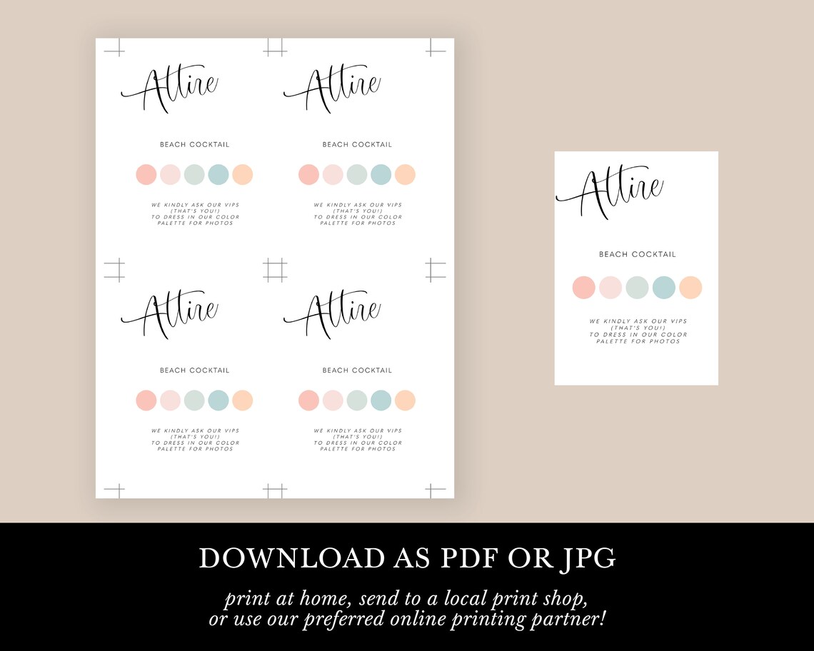 Wedding Dress Code Card Template Printable Beach Wedding - Etsy