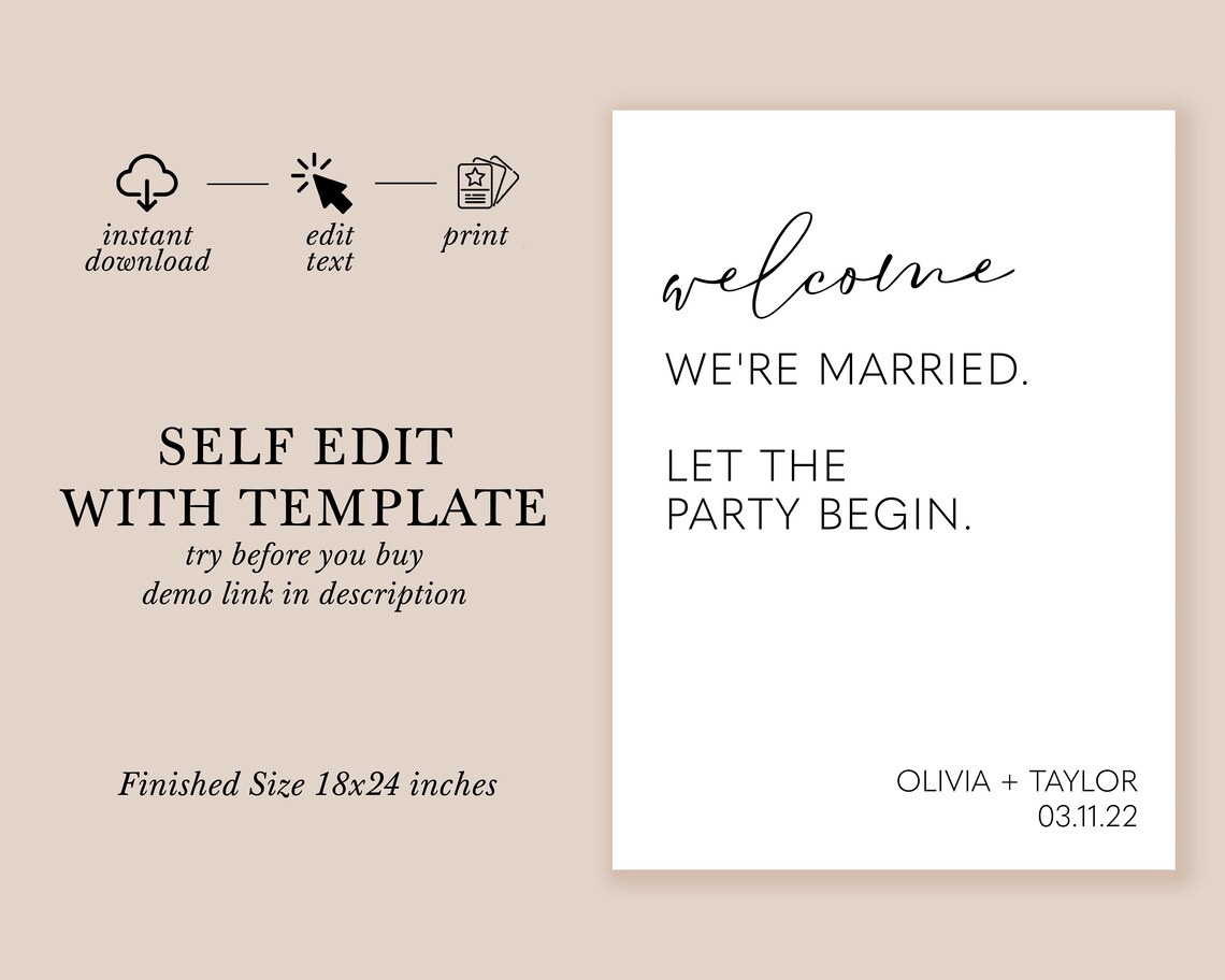 Reception Welcome Sign Template, Let the Party Begin, Let's Do This ...