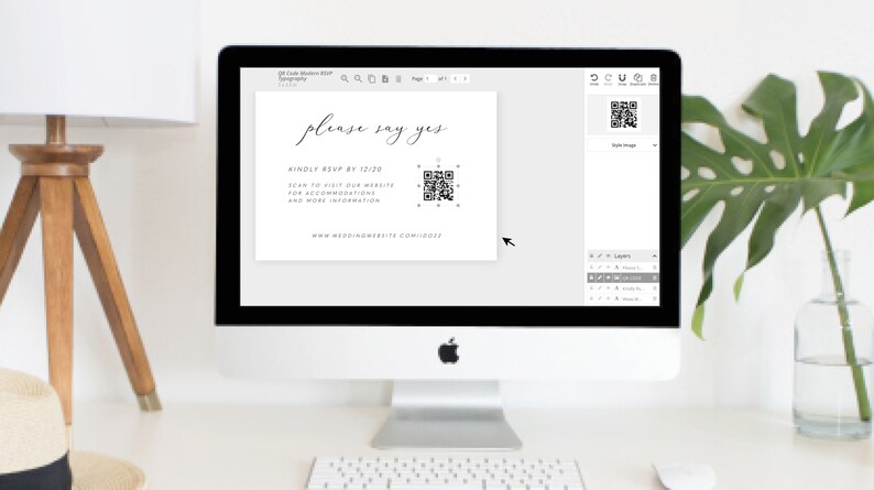 QR Code RSVP Card Template Wedding Website Insert Card - Etsy