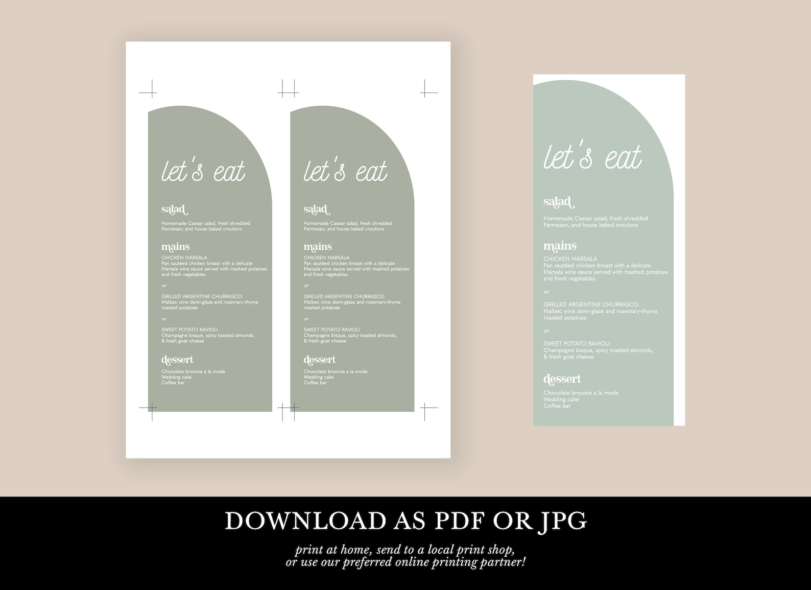 Retro Arch Menu Template Sage Wedding Printable Menus Boho - Etsy