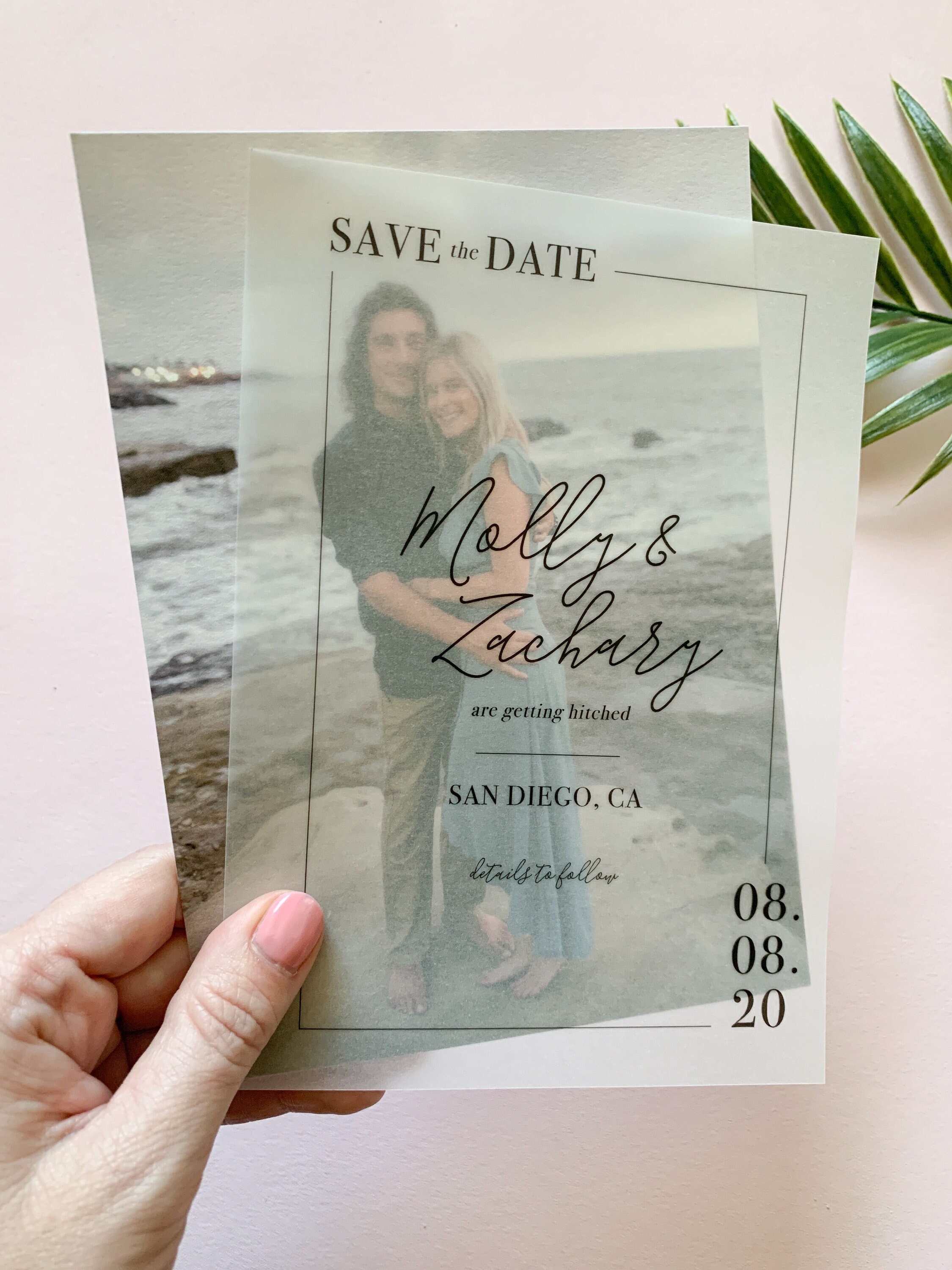 Vellum Overlay Save the Date Template Printable Modern Save | Etsy