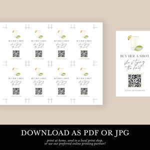 Buy the Bride a Shot, She's Tying the Knot, Printable QR Code Card ...