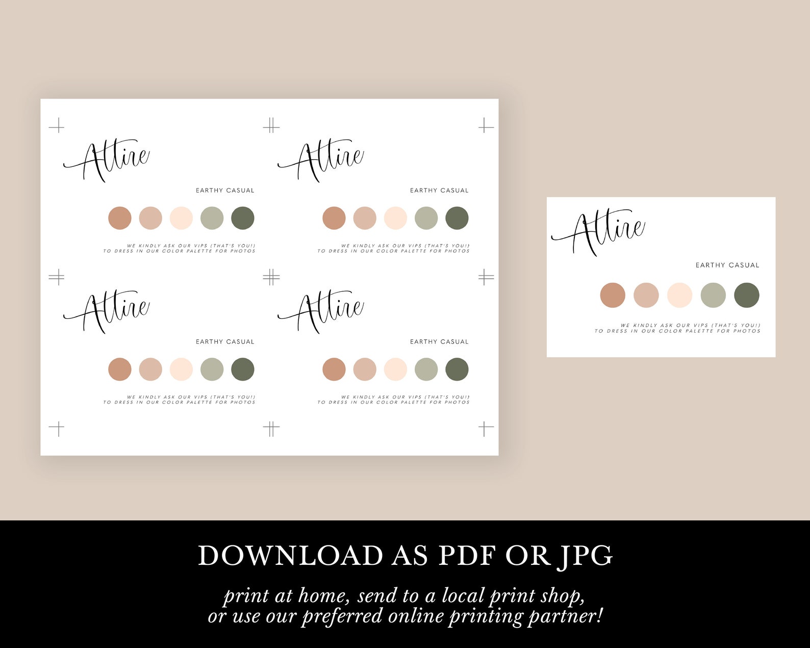 Wedding Attire Card Template With Color Palette Guest Dress - Etsy