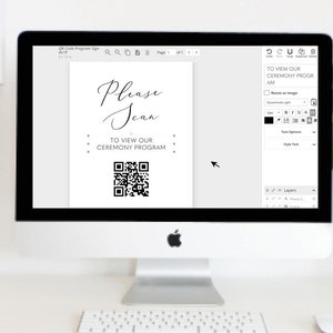 Paperless Wedding Program, QR Code Wedding Sign, Scannable Payment Sign ...