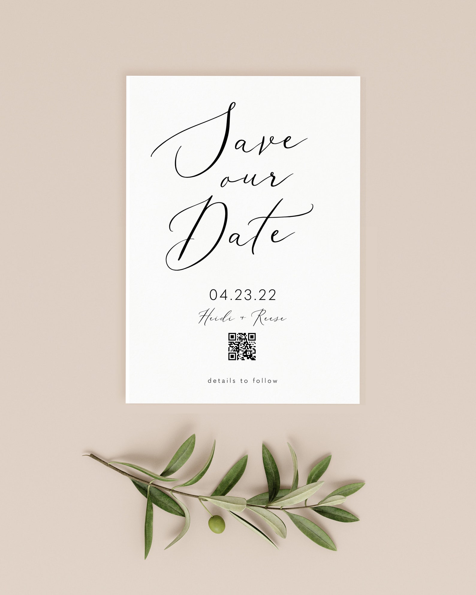 QR Code Save The Date Template Minimalist Save Our Date Card Etsy Ireland