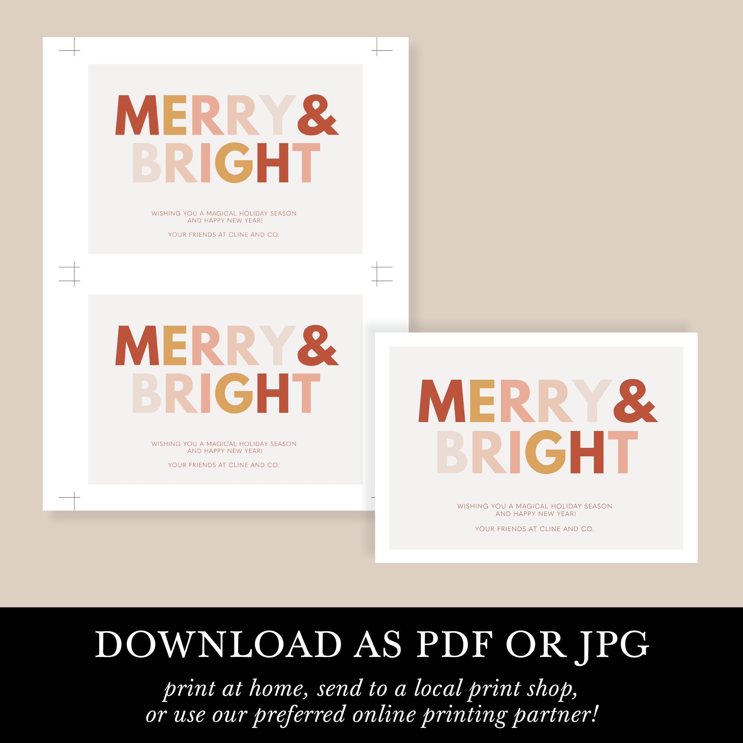 Printable Business Christmas Card Template Holiday Thank You - Etsy