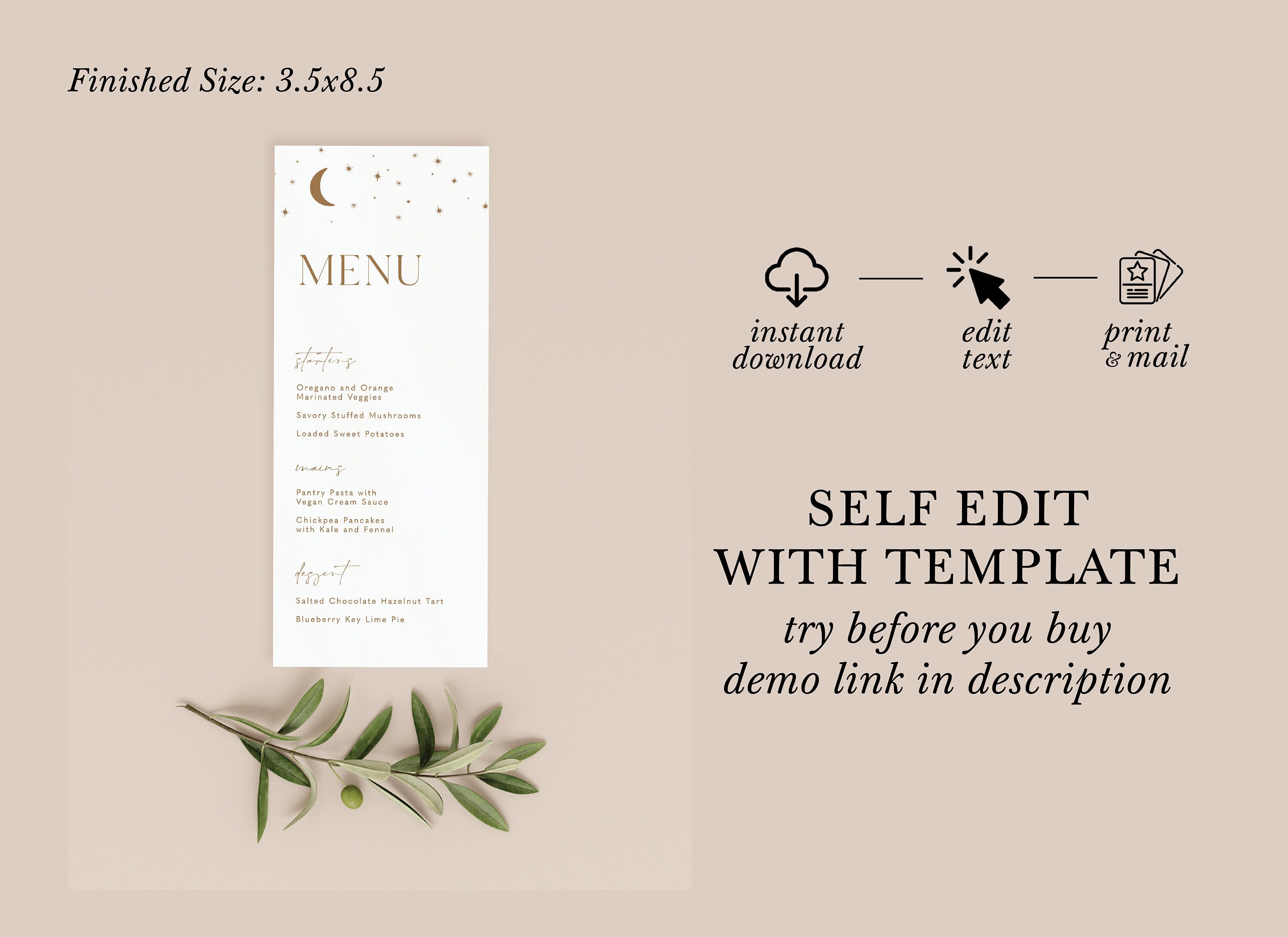 Celestial Menu Template Printable Stars and Moon Wedding - Etsy Canada