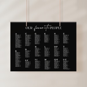 Modern Alphabetical Seating Chart Template, Printable Wedding Table ...