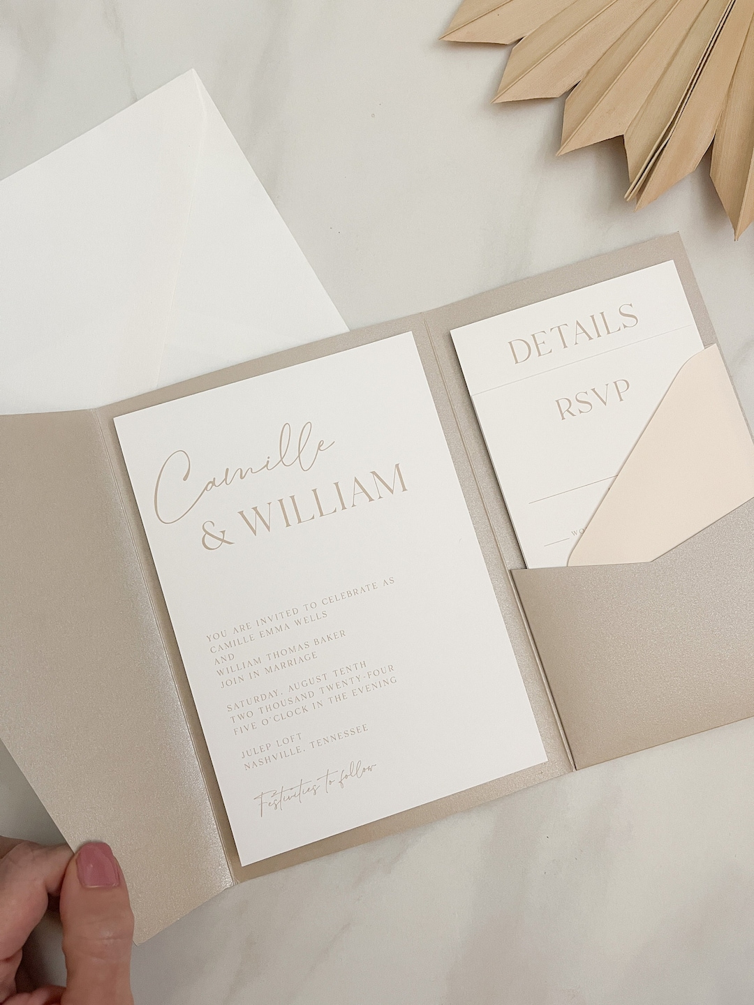 Minimalist Pocket Wedding Invitation Diy Template, Printable Taupe ...