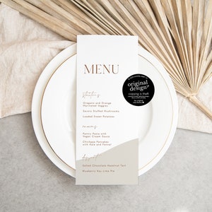 Organic Wedding Menu Template, Printable Beige Earth Tone Menus ...