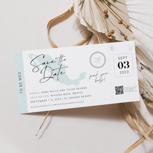 Mexico Save the Date Template, Printable Boarding Pass Invitation ...