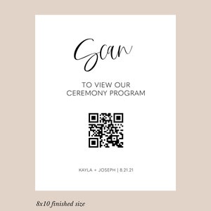 QR Code Sign for Wedding Program, Scan for Digital Ceremony Program ...