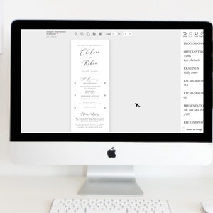 Printable Minimalist Wedding Program, Modern Wedding Ceremony Program ...