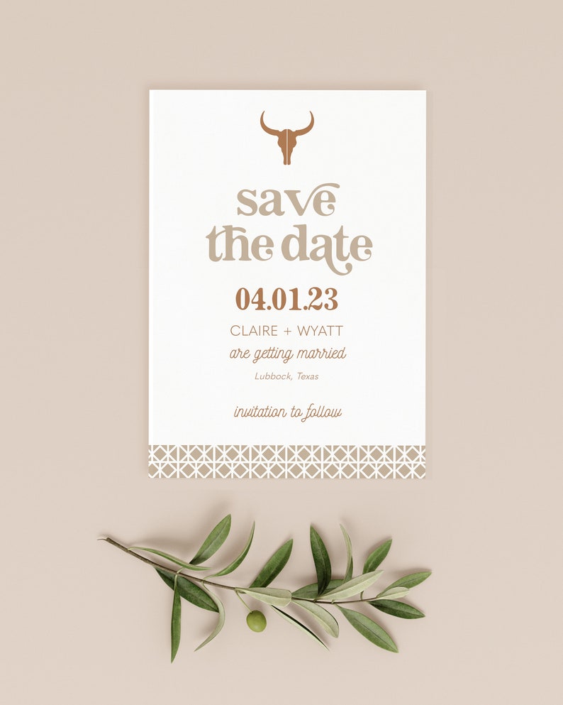 Longhorn Save the Date Template, Printable Western Save Our Date ...