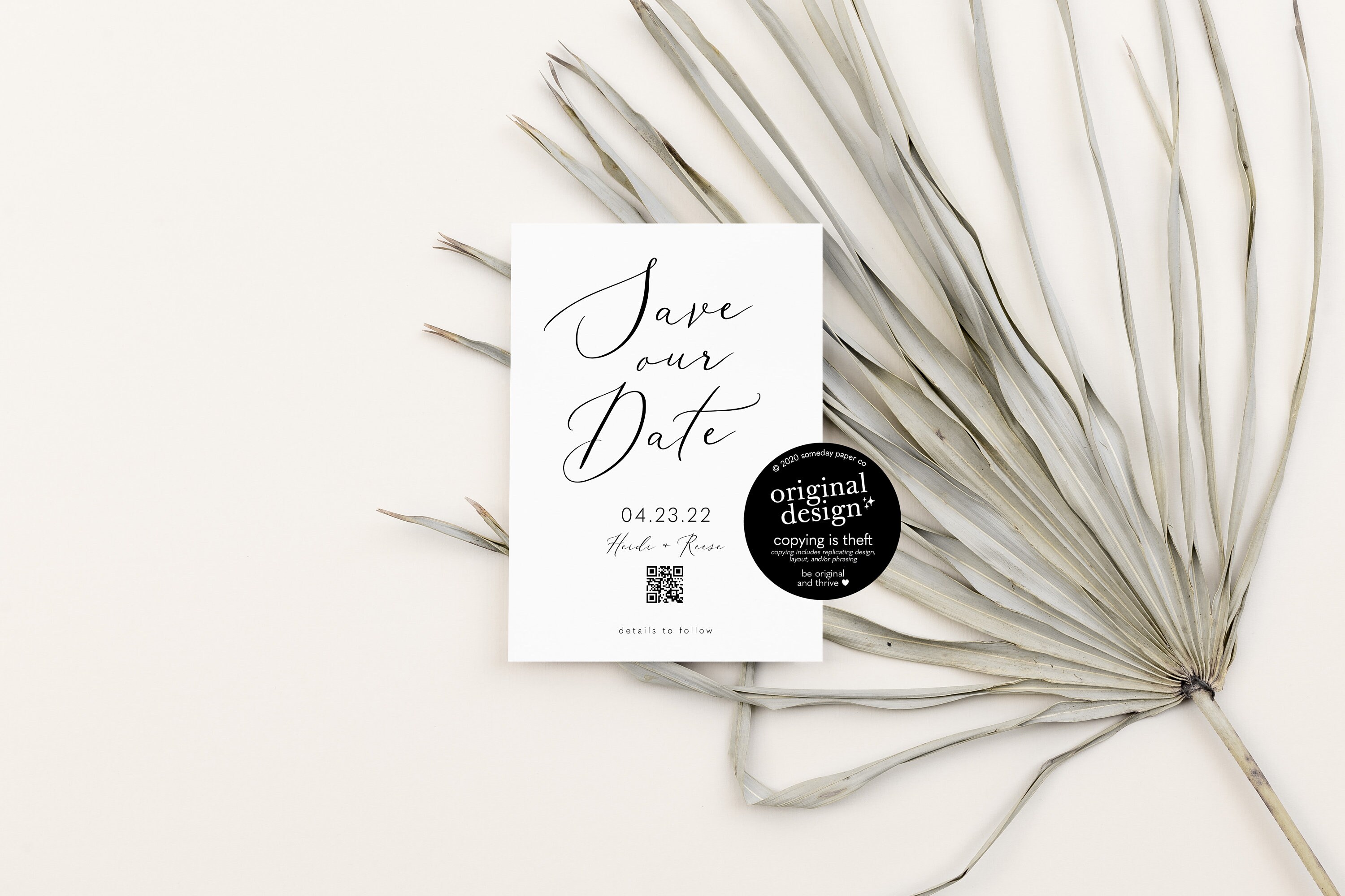 QR Code Save The Date Template Minimalist Save Our Date Card Etsy Ireland