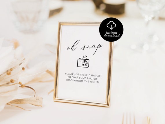 Disposable Camera Sign for Wedding Printable Oh Snap Capture - Etsy