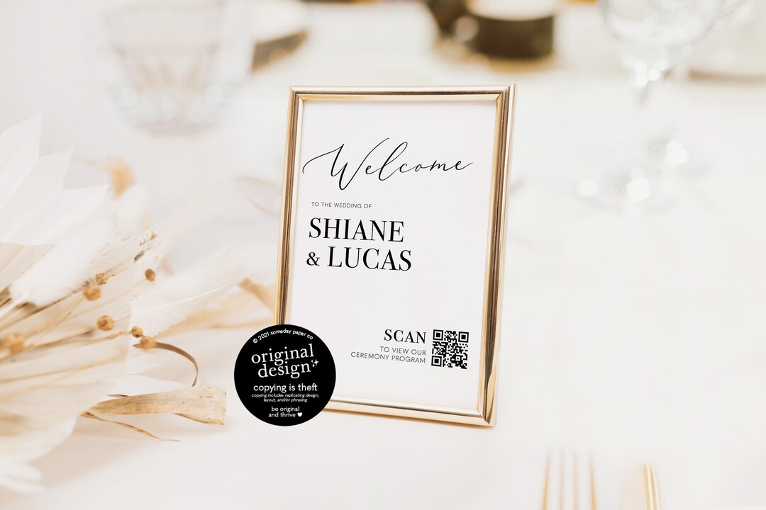 QR Code Wedding Program Sign Printable 8x10 Template Digital - Etsy