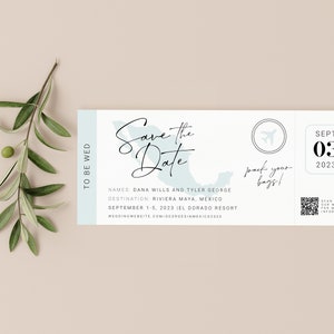 Mexico Save the Date Template, Printable Boarding Pass Invitation ...