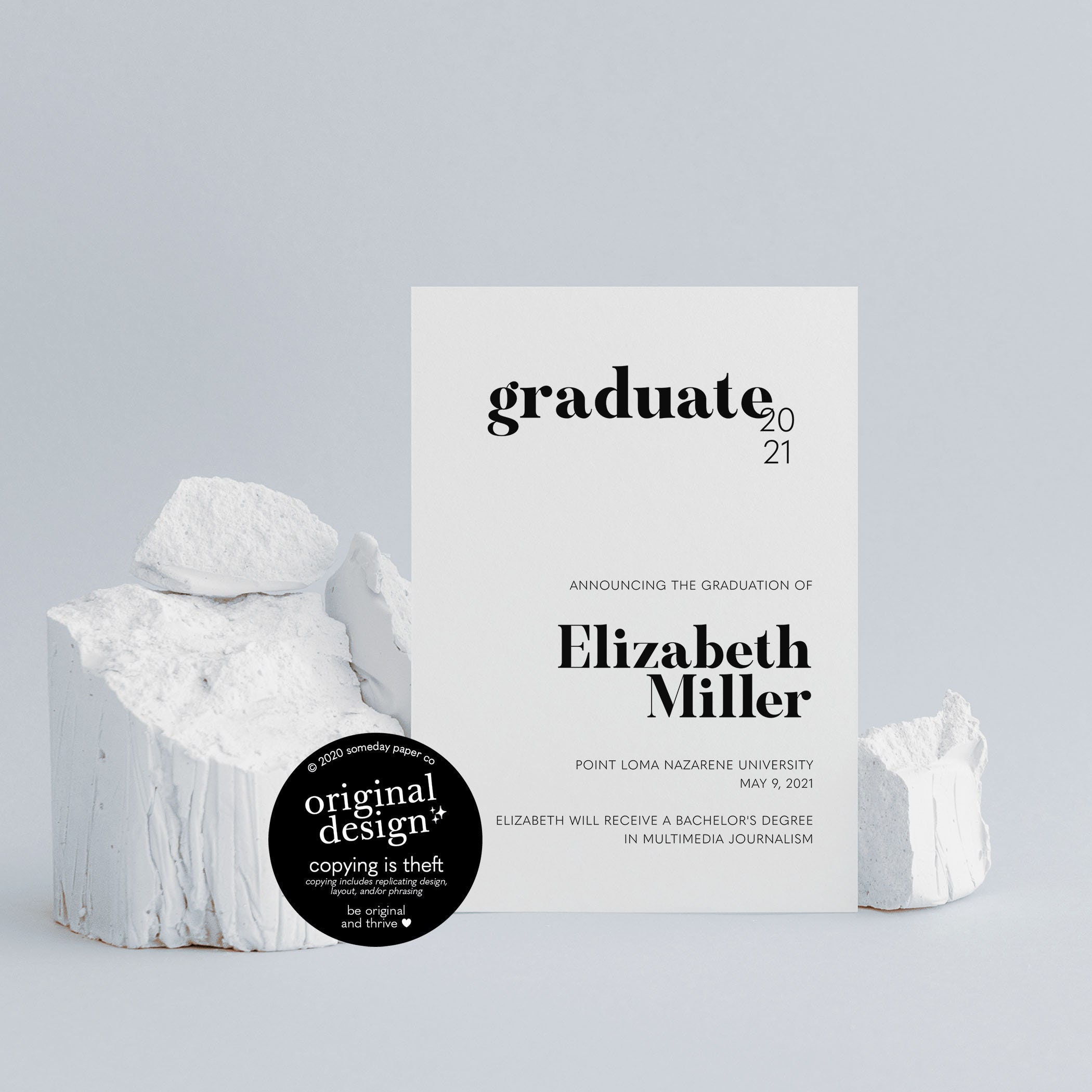 Minimalist Graduation Announcement Template Editable | Etsy