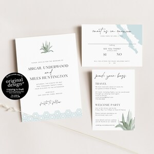 Acre Baja Wedding Invitation Template, Printable Cabo Mexico ...
