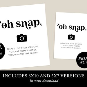 Retro Oh Snap Photo Sign Disposable Camera Sign for Wedding - Etsy