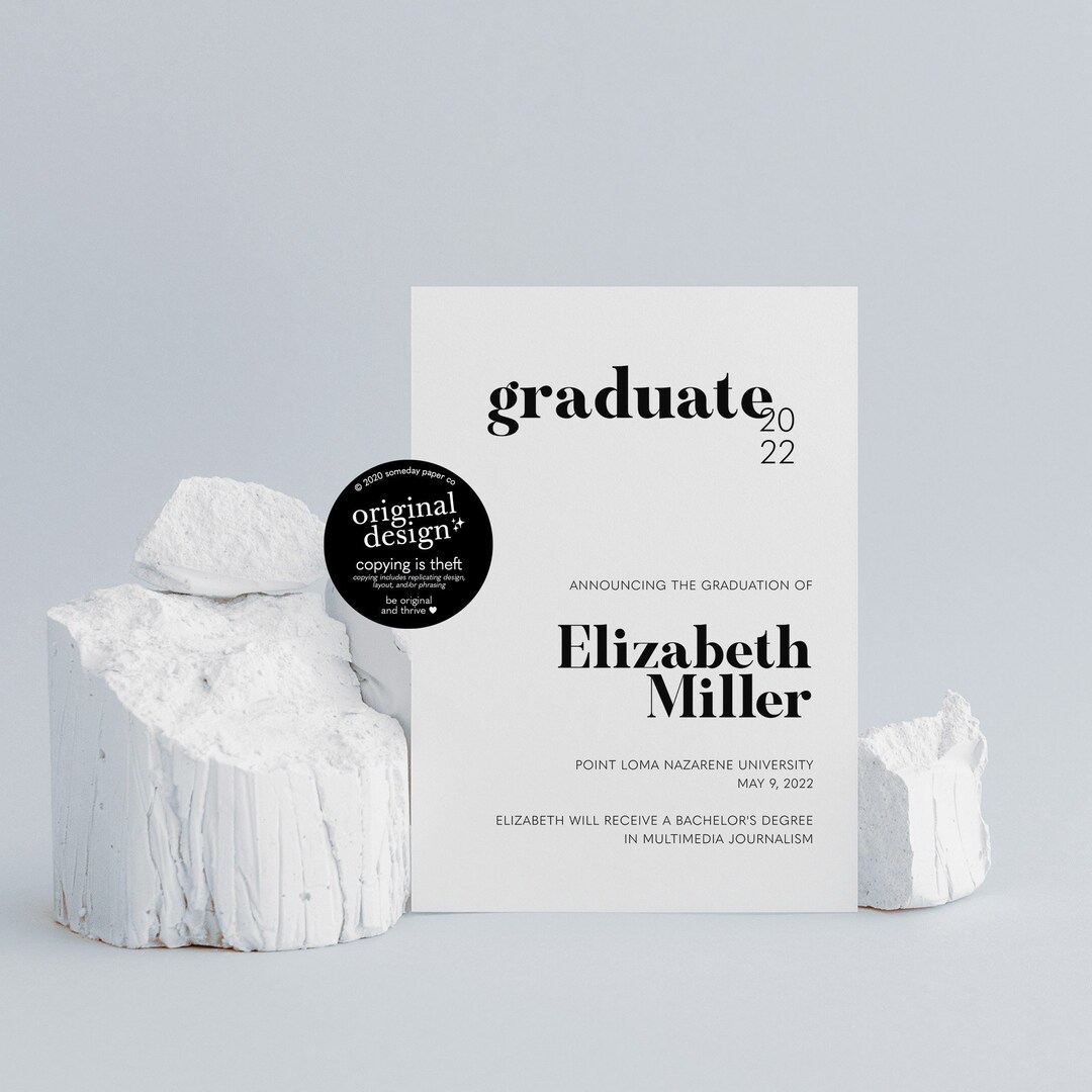 Minimalist Graduation Announcement Template Editable - Etsy