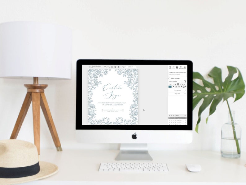 Customizable Sign Template, Printable 8x10 Inch Dusty Blue Vintage ...
