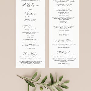 Printable Minimalist Wedding Program, Modern Wedding Ceremony Program ...